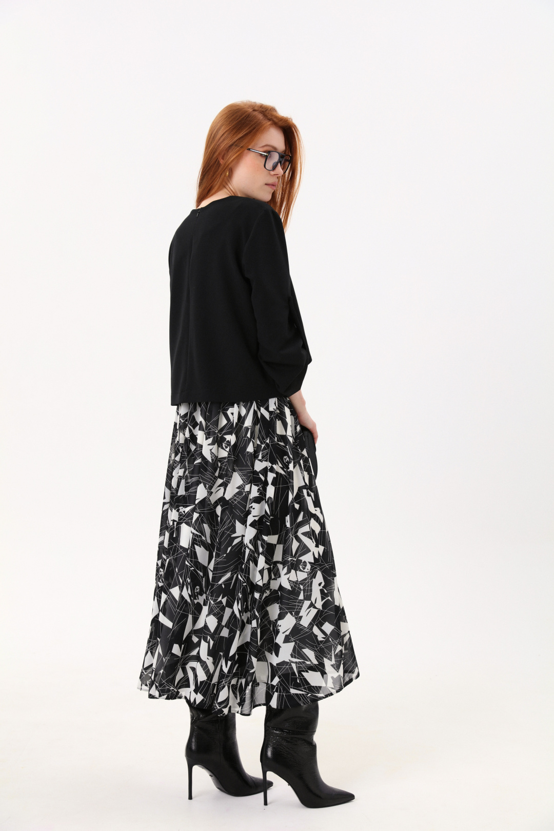 Платье NikVa н740-4 чёрный+чёрно-белая абстракция - купить в интернет-магазине Avaro